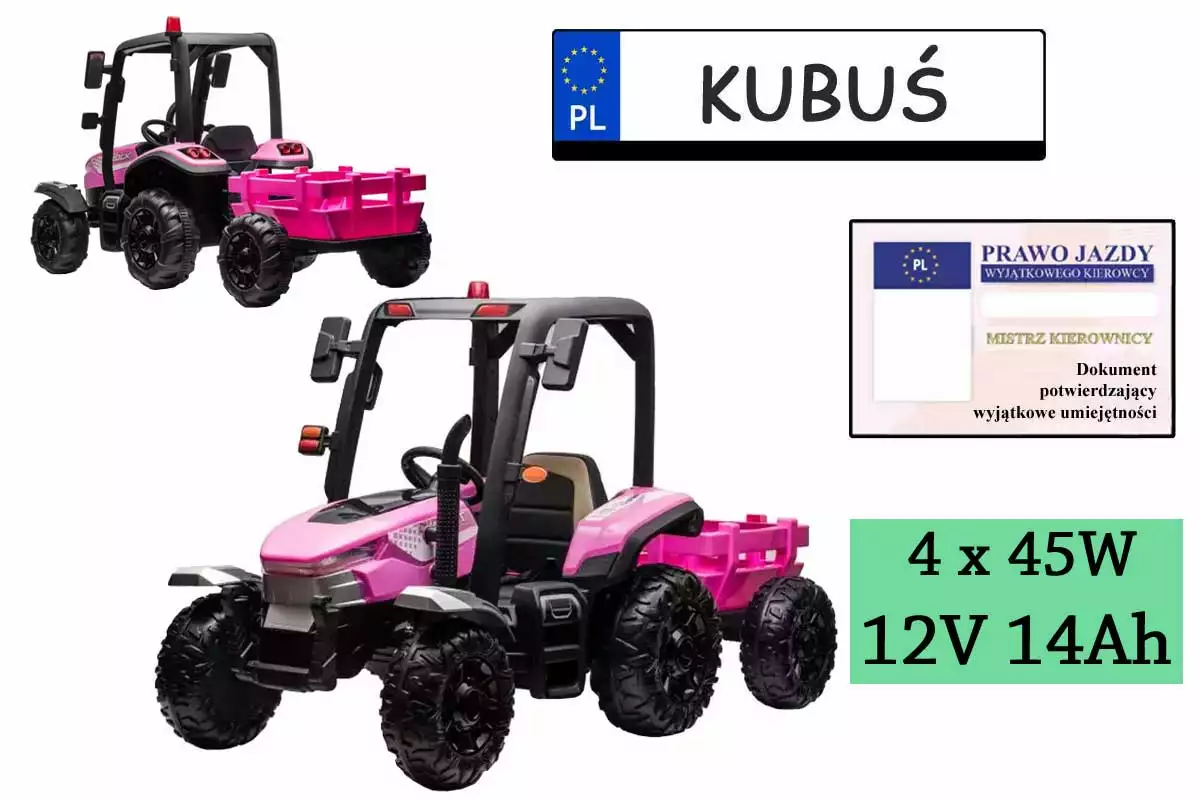 Traktor Na Akumulator Blast BLT-206 Różowy 4X45W