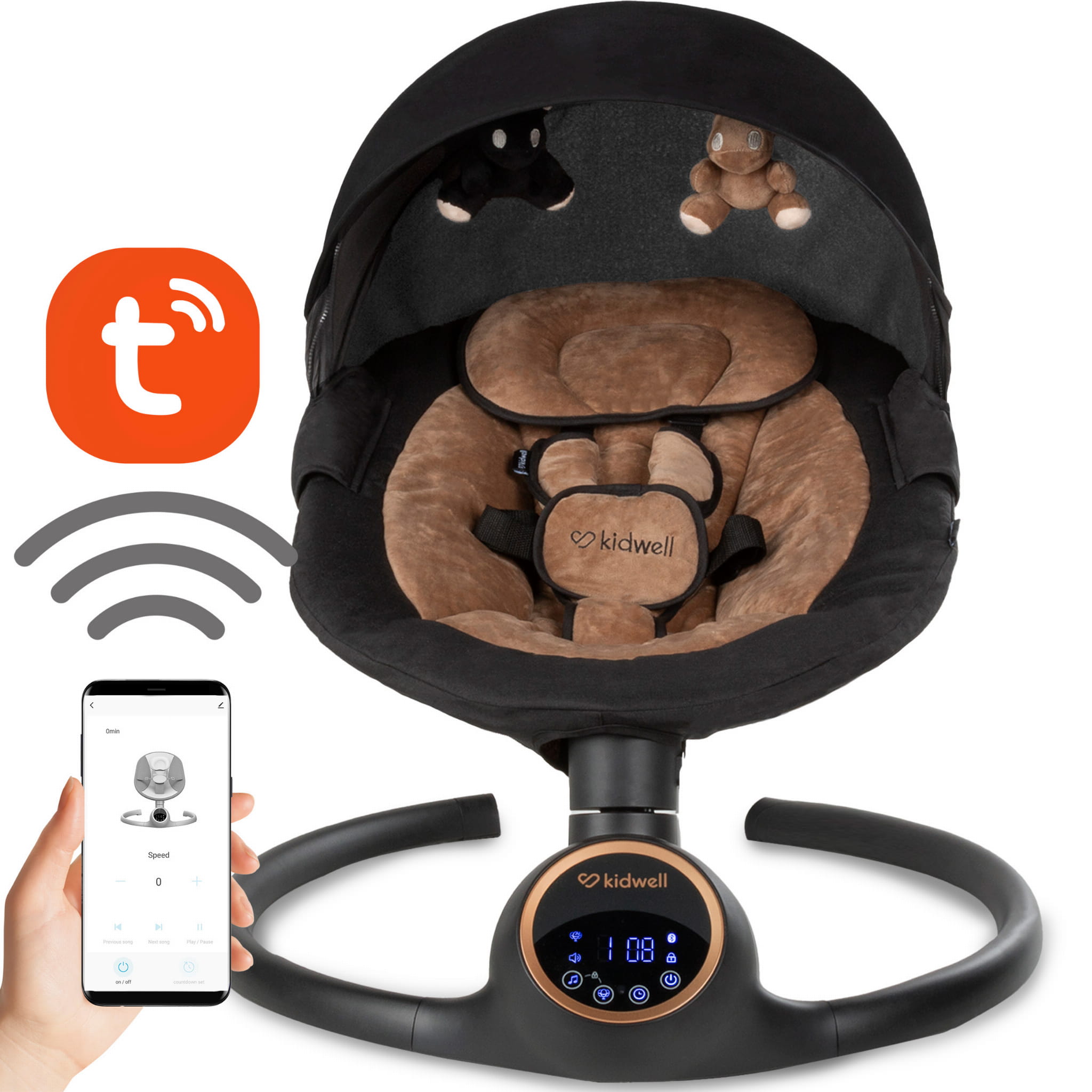 Bujaczek Leżaczek Elektryczny Kidwell Reve 2w1 Black Gold